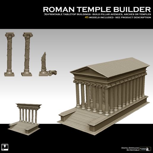 🕍 Roman Temple Builder・ 3D File for 3D printing・Cults