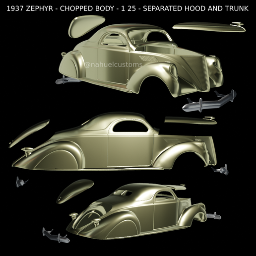 🚗 1937 ZEPHYR - CHOPPED BODY - 1 25 - SEPARATED HOOD AND TRUNK・ STL ...