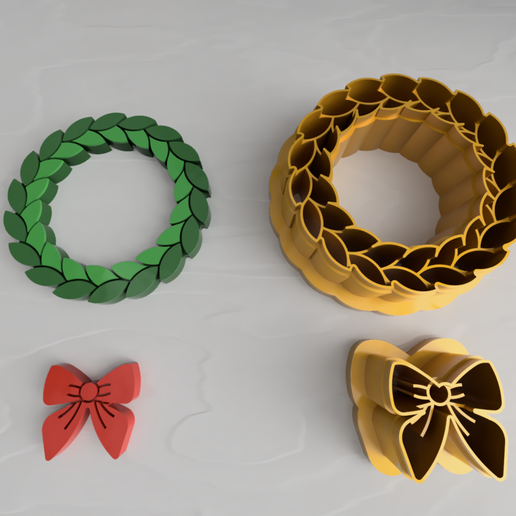 🎄 Christmas Wreath with Bow Polymer Clay Cutter・Free STL File for ・Cults