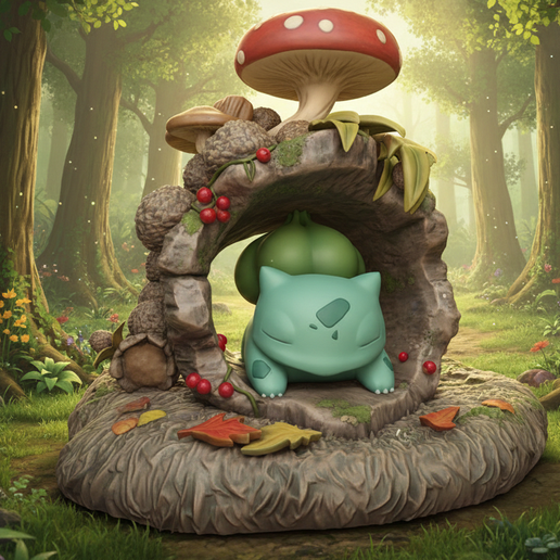 🐉 Diorama Bulbasaur - Pokemon・Archivo STL para Impresión 3D・Cults