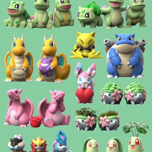 🐉 Golden Pack - 600++ Pokemon models in this pack.・ 3D File for 3D ...
