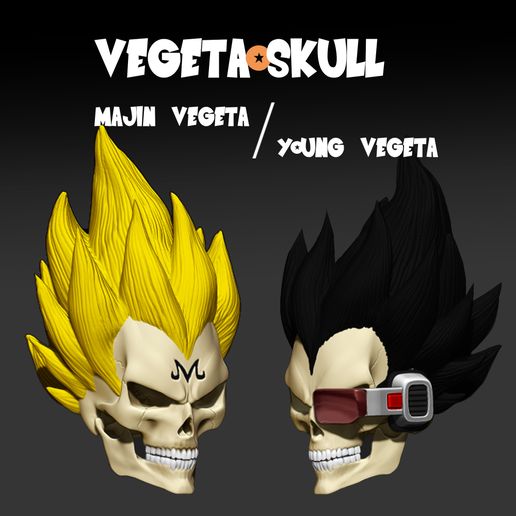 💀 vegeta skull set dragon ball z・ STL File for ・Cults