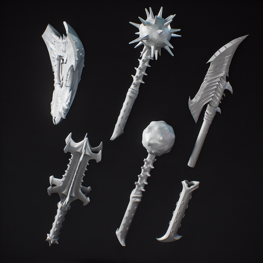 🔫 Doom "The Dark Ages" Malee Titan Weapons Pack x 5 - Shield + Mace x 3 ...