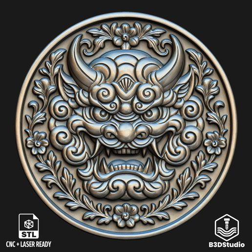 📁 Chinese Mask Relief for CNC Laser and 3D Print STL File and 4K ...