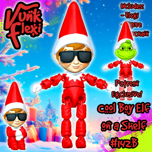 🎄 Christmas Cool Boy Elf on the Shelf MultiColor Flexi Print-In-Place ...