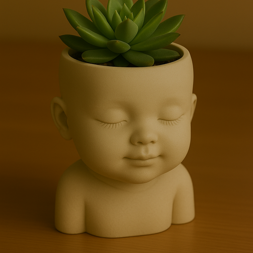 👶 Baby Head Planter – Cute 3D Printable Pot with Peaceful Expression ...