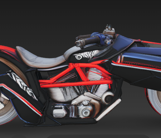 🏍️ Futuristic V-Twin Custom Motorcycle - 3D Asset for Printing ...