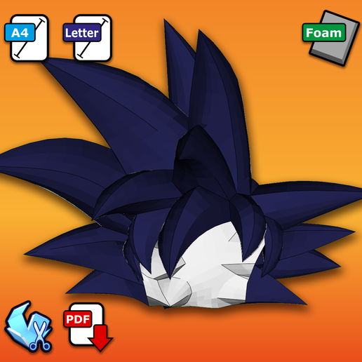 🎭 Goku Wig - Pepakura 3D Template・ 3D File for Papercraft & Origami・Cults