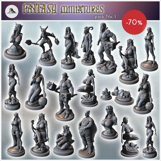 🫦 Fantasy miniatures pack No. 1 - NSFW sexy Medieval Fantasy Magic ...