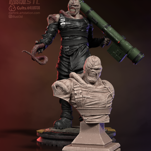 👤 Nemesis RE3 Bust Fanart・ 3D File for 3D printing・Cults