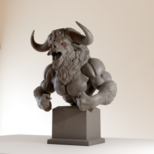 🐂 minotaur bull head arms out bust roaring stl・ STL File for 3D ...