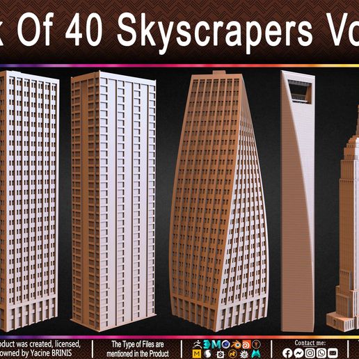 🎮 Pack Of 40 Skyscrapers Volume 01・ 3D File for 3D printing・Cults