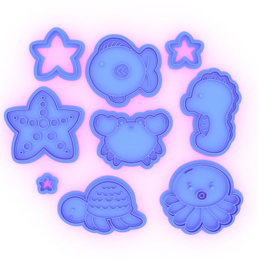 🍪 SET CORTANTES MAR - COOKIE CUTTER SEA・ STL File for 3D printing・Cults