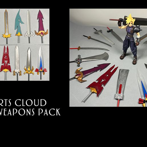 ☁️ Bring Arts FFVII Cloud Weapons Pack COMPLETE・Free 3D File for 3D ...