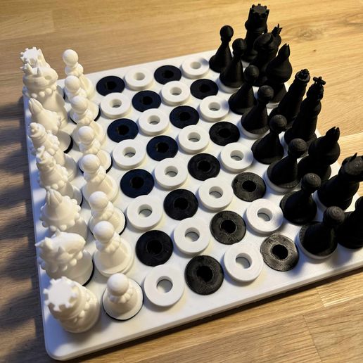 ♟️ Accessible Tactile Chess Set. 3D Printed Peg-in-Hole Chess Board ...