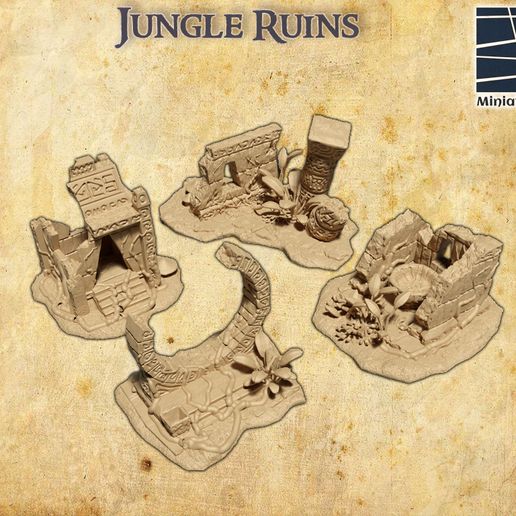 🎲 Jungle Ruins 28 mm Tabletop Terrain・ 3D File for 3D printing・Cults