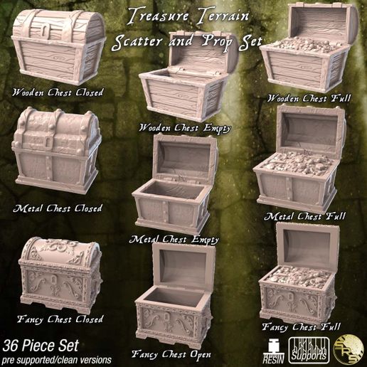 🎲 Treasure Themed Scatter Terrain・ 3D File for ・Cults