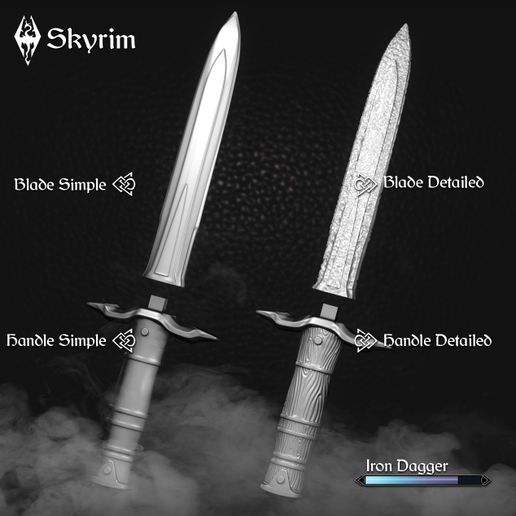 🗡️ The Elder Scrolls V: Skyrim Iron dagger・Free STL File for 3D ...