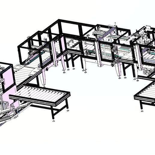 📦 3D CAD Model, Automatic Carton Sealing and Packaging Line – High ...