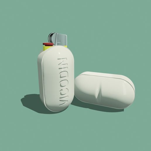 💊 Vicodin Pill lighter case (BIC MINI)・ 3D File for ・Cults