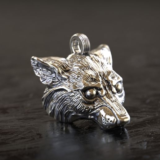 🦊 Silver Fox Head Pendant・ STL File for 3D printing・Cults