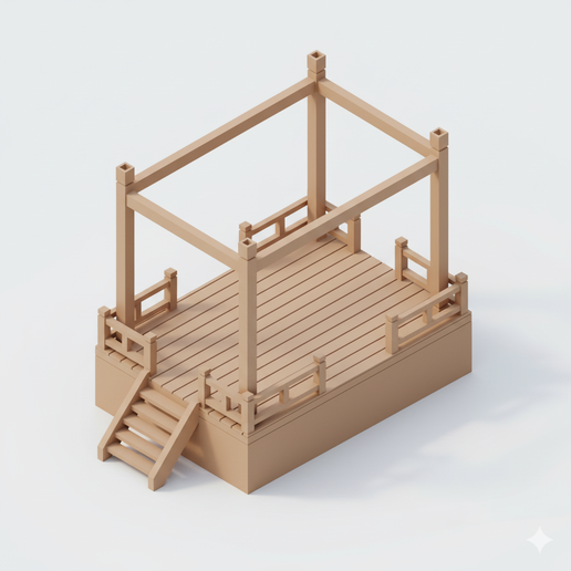 🪵 Traditional Pavilion Base – Rectangular Platform・ STL File for 3D ...