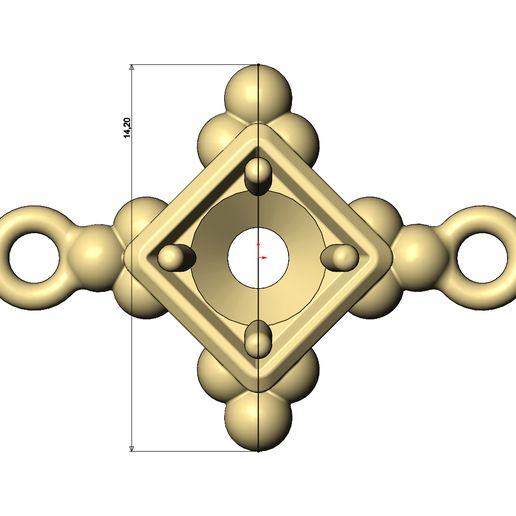 STL file 5mm diamond beaded square pendant bracelet charm 3D print ...