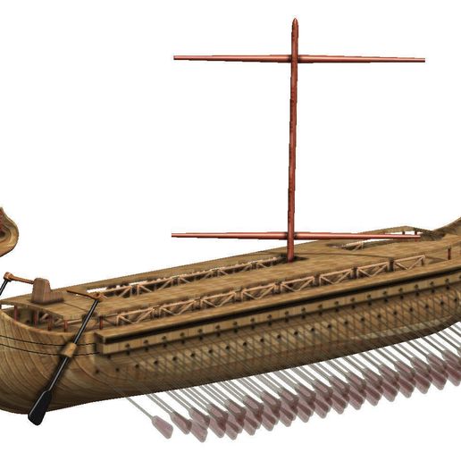 🚢 Roman trireme ship 1m model・ STL File for 3D printing・Cults