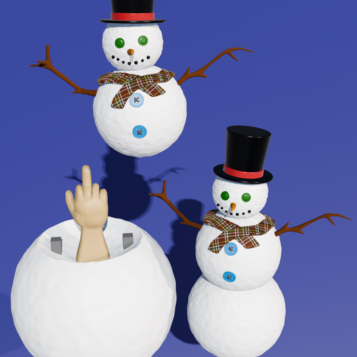 arquivo STL Middle finger snowman surprise ☃️ (3MF)・Modelo para ...