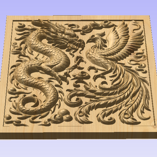 🐉 Dragon and Phoenix 3D Model for CNC – Oriental Symbolic Relief STL ...