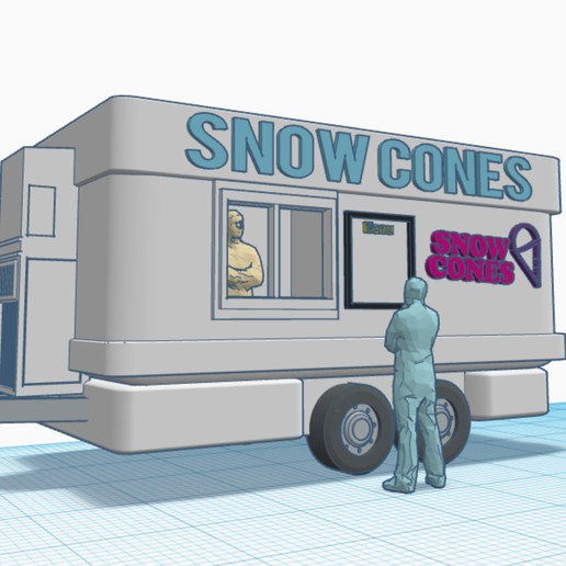 🌨️ SNOW CONE STAND (TRAILER AND VAN) HO SCALE・ STL File for ・Cults