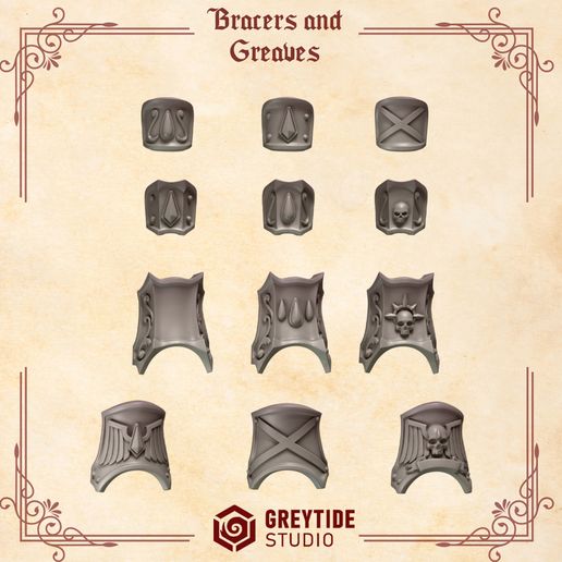 🛰 Bracers and greaves decorations CL・ 3D File for 3D printing・Cults