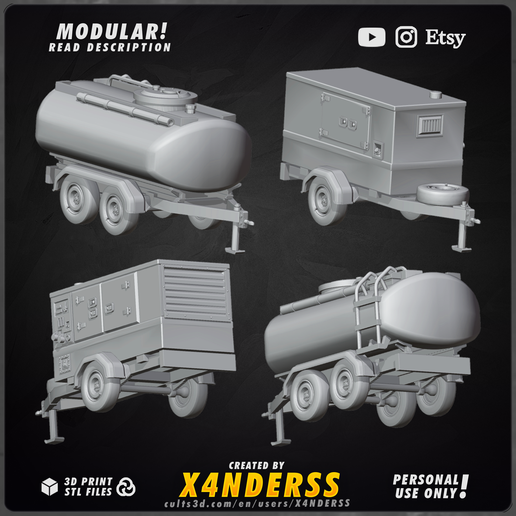 🚐 By ZEFF1E & X4NDERSS • Rear Trailers Model Kit • 48th Scale 1:48 ...