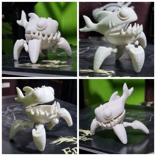 Archivo STL raro Robot araña piraña tiburón articulado fácil de ...