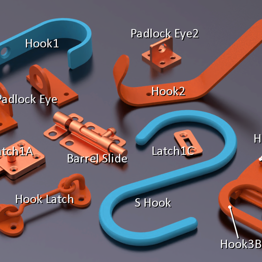 🪝 STL Hardware Parts - Hooks & Latches・Free STL File for 3D printing・Cults