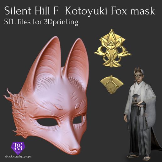 🦊 SIlent Hill F Kotoyuki Fox mask and earring cosplay STL files for 3D ...