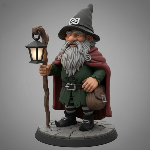 🧚 2581 Fairy Tale Gnome - Color Full-Body Figurine on Base, magic ...