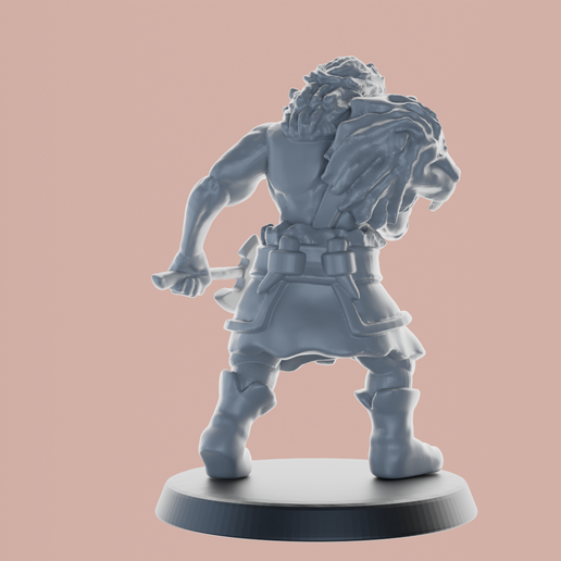 ♟ Miniature: Barbarian Dwarf・Free STL File for ・Cults