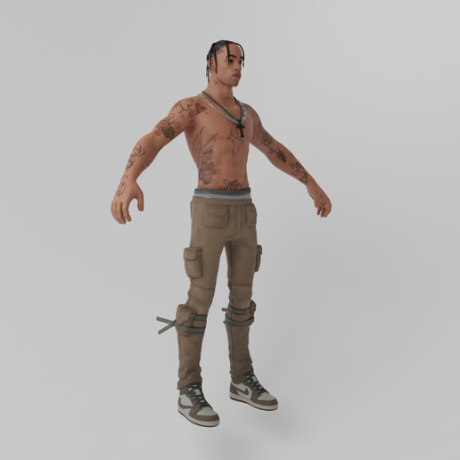 🇯🇴 Travis Scott Lowpoly Rigged・ OBJ File for ・Cults