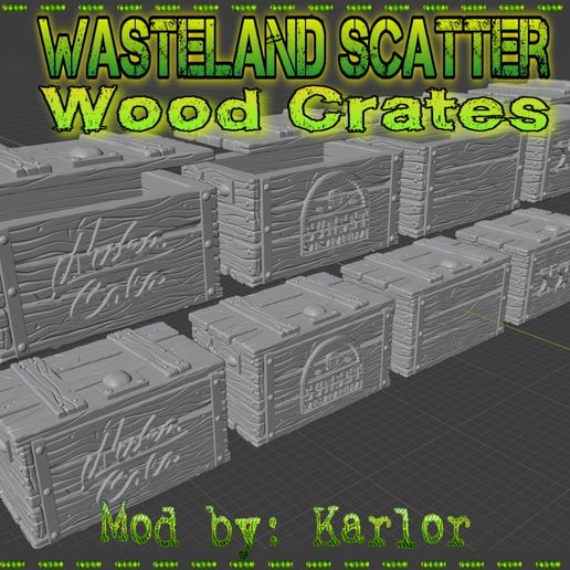 🪵 Wasteland Scatter - Wood Crates・Free 3D File for 3D printing・Cults