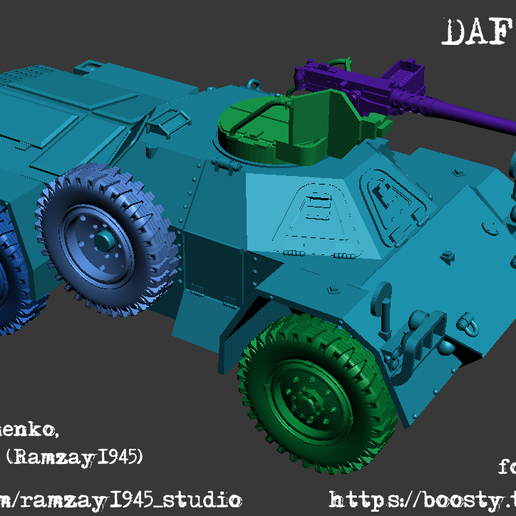 STL file DAF YP-104 Dutch coldwar armored car 1:100 🚗 ・3D printing ...