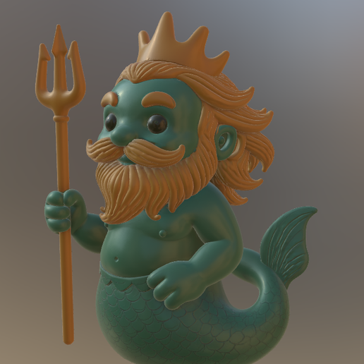 🔱 Poseidon Figurine | 3D Printable Chibi Sea God with Trident・ STL File ...