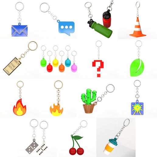 🗝️ Keychain 3D Printable Collection 02. Print-in-place with 3MF ...