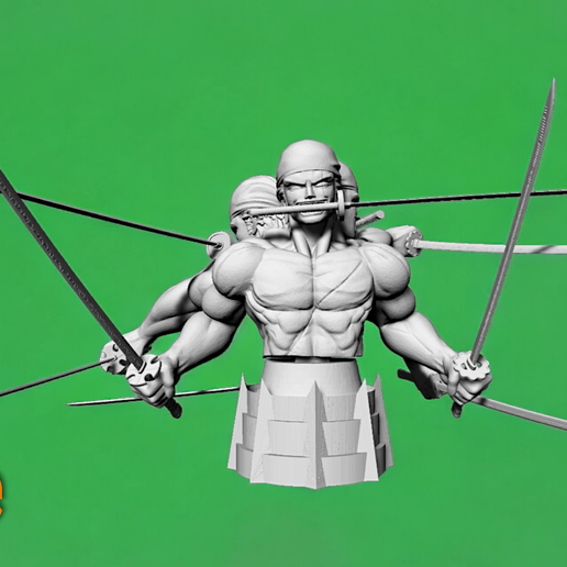 👤 Bust Zoro Asura Mode 9 Swords Style - One Piece・ STL File for 3D ...