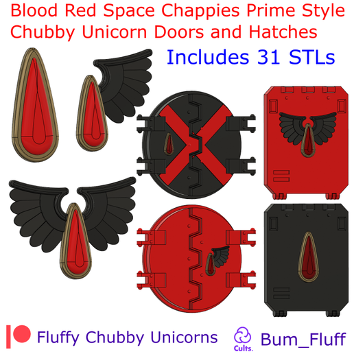 STL file Blood Red Prime style Chubby Unicorn Doors - Presupported 🩸 ...
