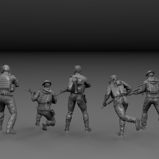 🦭 PACK 5 SOLDIERS SPECIAL FORCES SEAL V3・ STL File for ・Cults