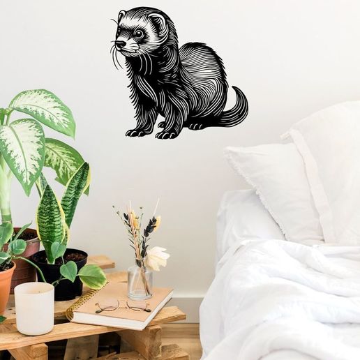 🎨 Ferret / Fretka wall or table decoration・Free 3D File for ・Cults