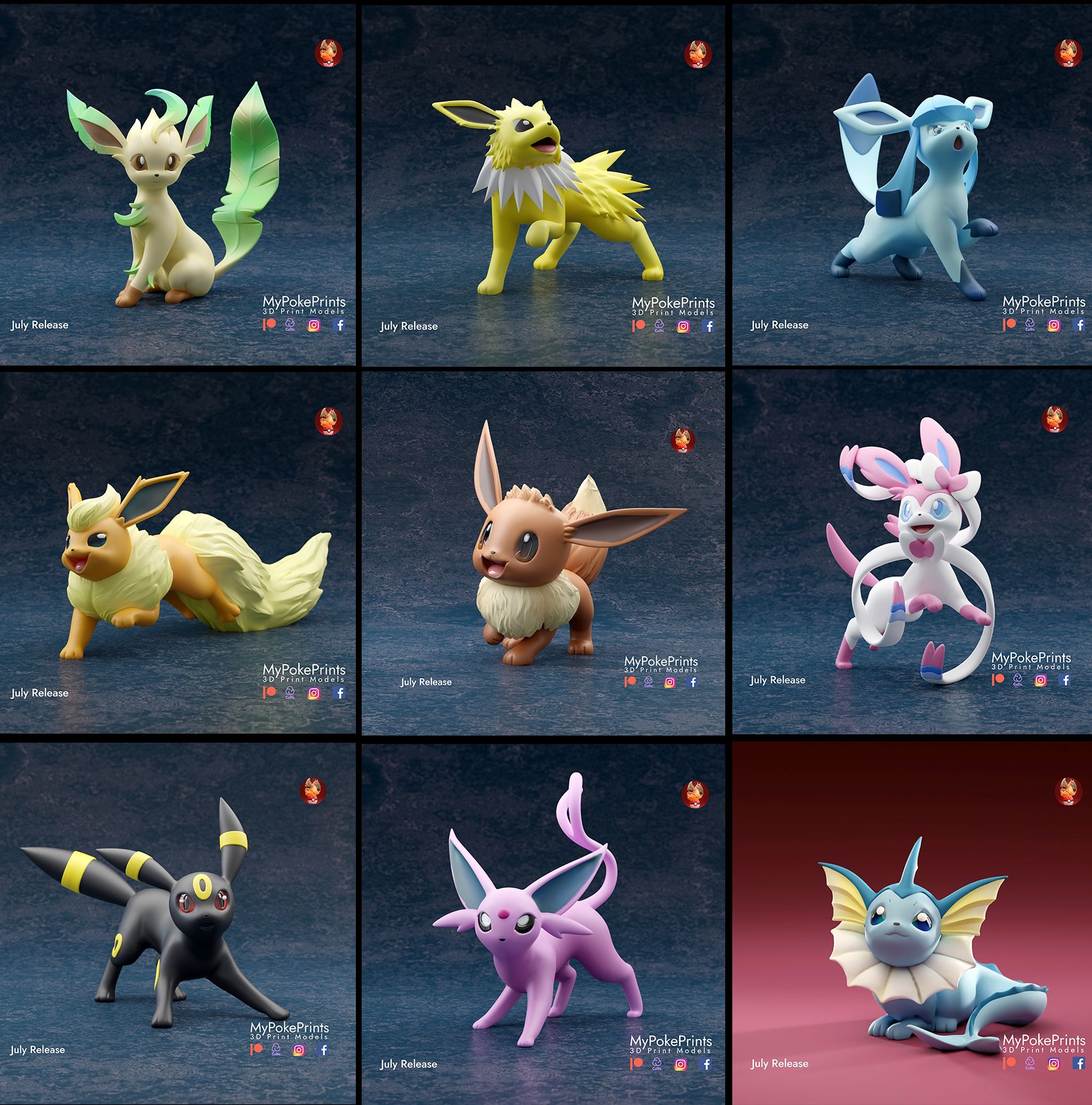 STL file Eeveelution mega pack Pose 2・3D print object to download・Cults