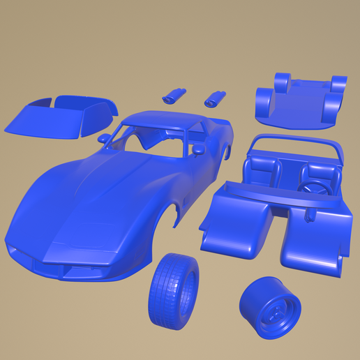 🚙 Chevrolet Corvette Stingray C3 Coupé 1974 VOITURE IMPRIMABLE EN ...