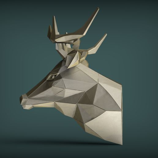 🦌 Low Poly Deer Head – 3D Printable Decorative STL File・ STL File for ...